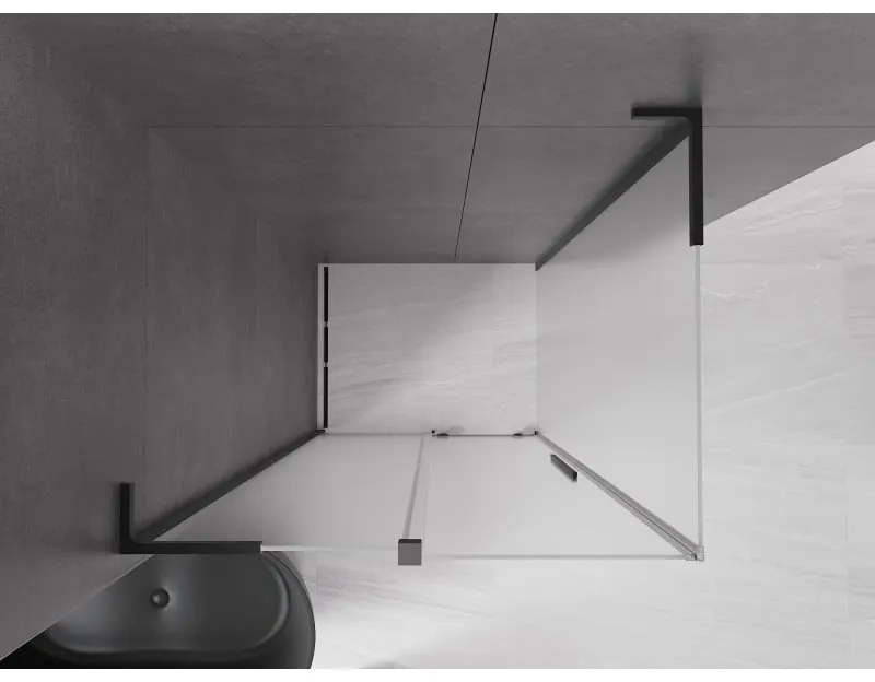 Mexen Velar L, sprchový kout s posuvnými dveřmi 100 x 70 cm, 8mm sklo námraza, černá matná, 871-100-070-33-70