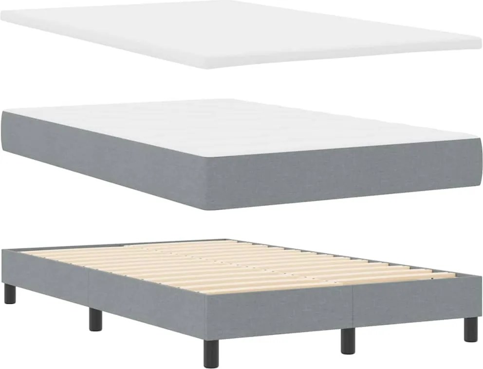 Postel s boxspringem s čelo Světle šedá 120 x 200 cm textil 3338678