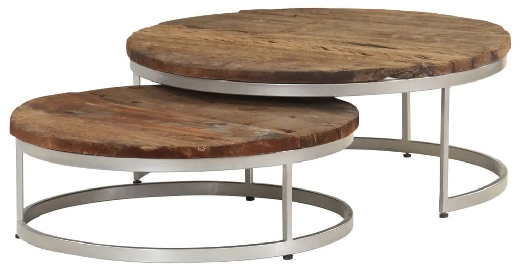 246294 vidaXL Sada konferenčních stolků 2 kusy recyklované dřevo a ocel