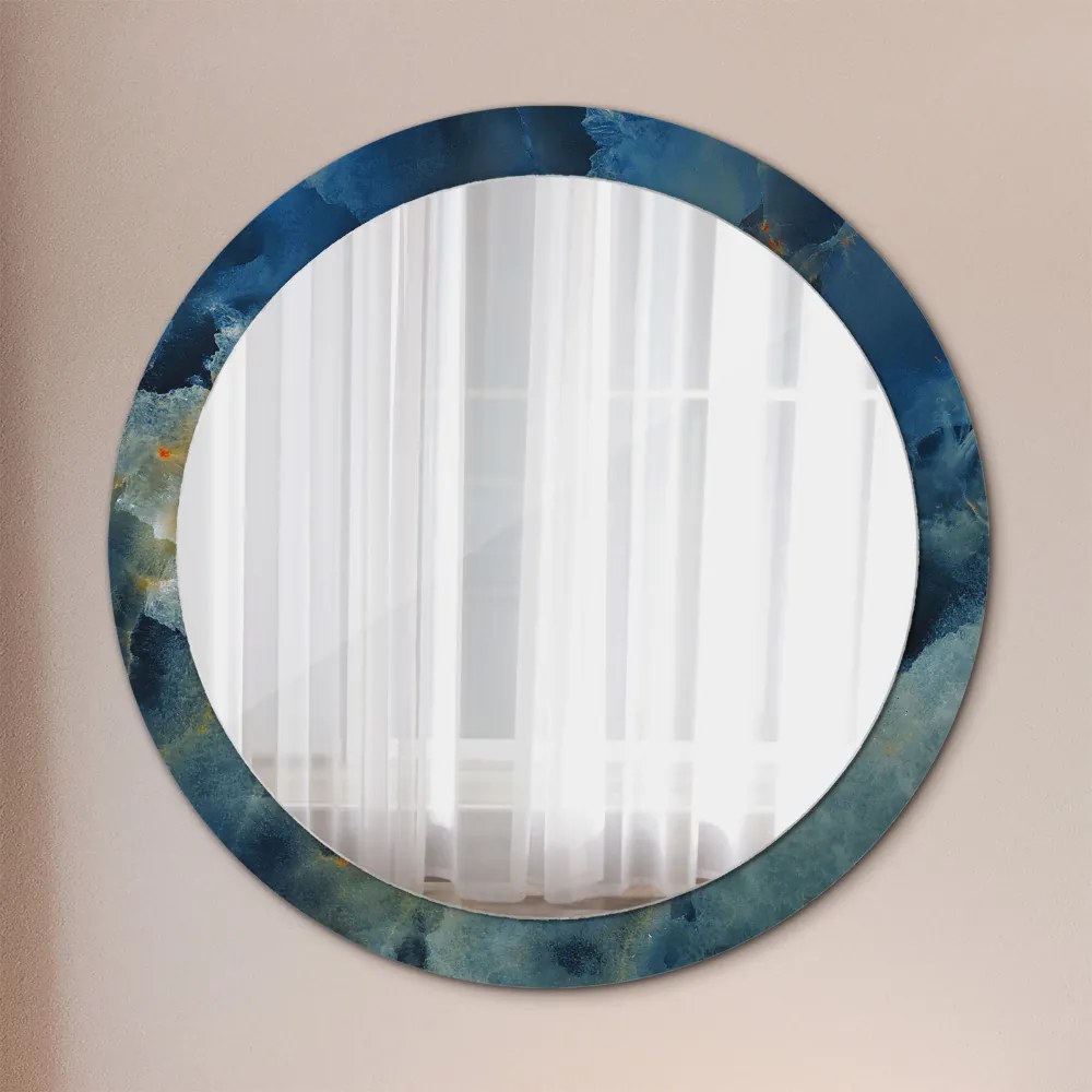 Kulaté zrcadlo tištěný rám Mramor onyx fi 90 cm