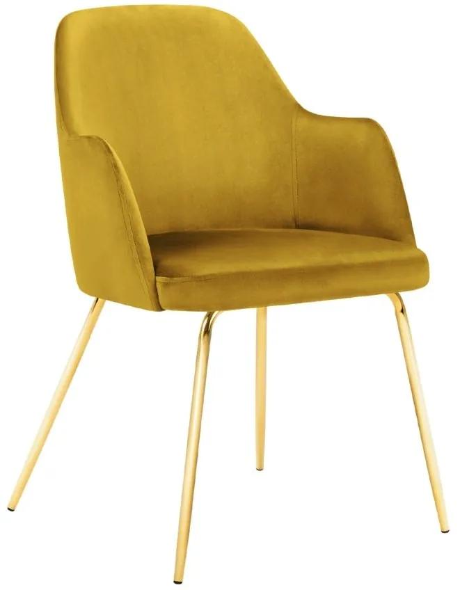 OnaDnes -20% Žlutá sametová jídelní židle MICADONI CHAYA