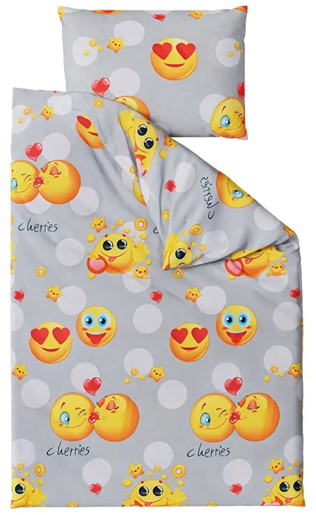 Povlečení z mikrovlákna EMOJI šedé Rozměr povlečení: 2 ks 70 x 90 cm | 200 x 220 cm