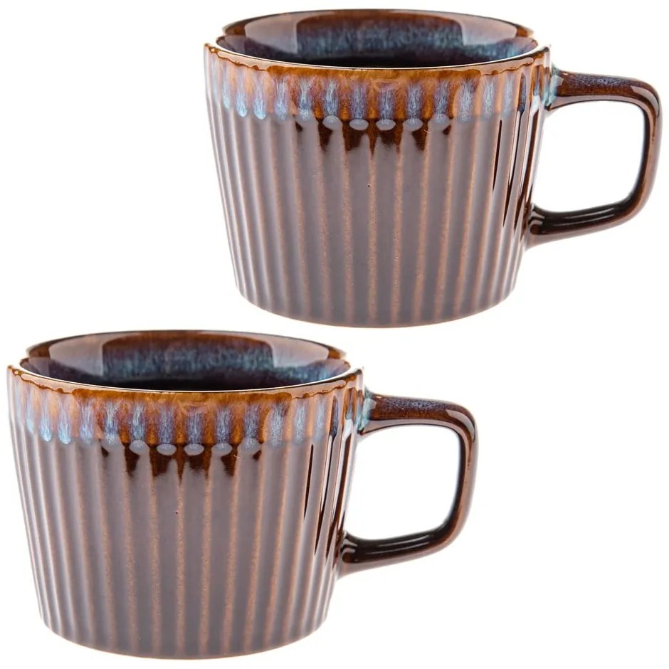Modré/hnědé keramické hrnky v sadě 2 ks na cappuccino 190 ml Tone – Dakls