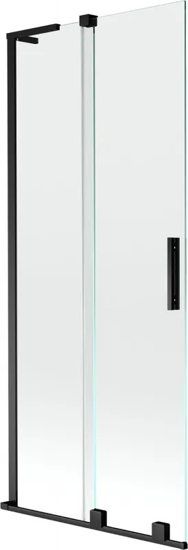 Mexen Velar L, 2-křídlová posuvná vanová zástěna 85 x 150 cm, 8mm čiré sklo, černá matná, 896-085-003-01-70