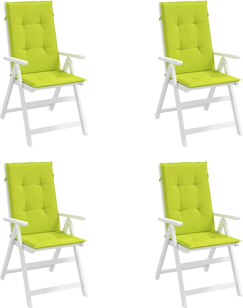 Podušky na židli vysoké opěradlo 4 ks jasně zelené 120x50x3 cm 314120
