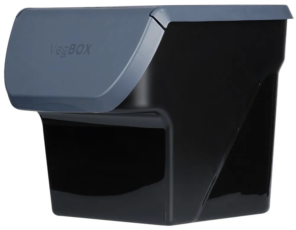 VILDE Sada 2ks úložných boxů VEGBOX na brambory a zeleninu s větráním, VEGBOX černý+šedý (14l )