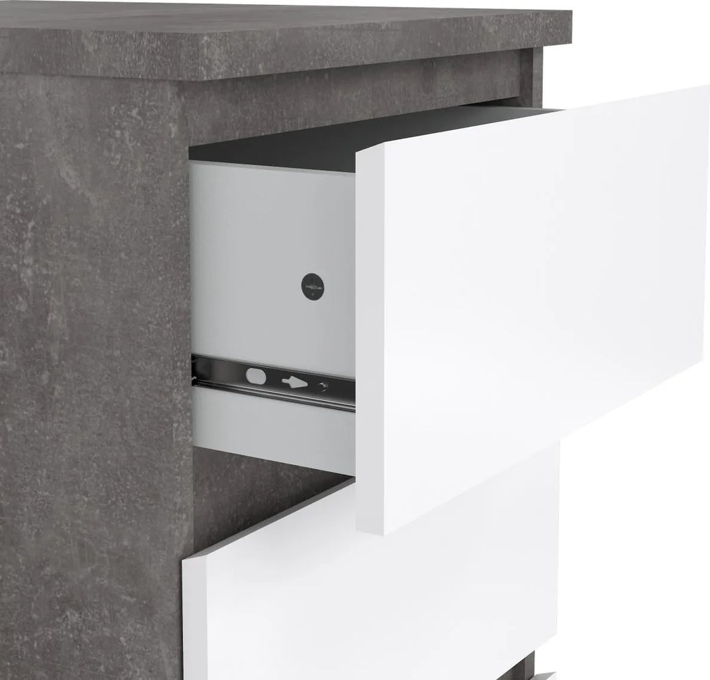 FALCO Komoda Simplicity 237 beton/bílý lesk