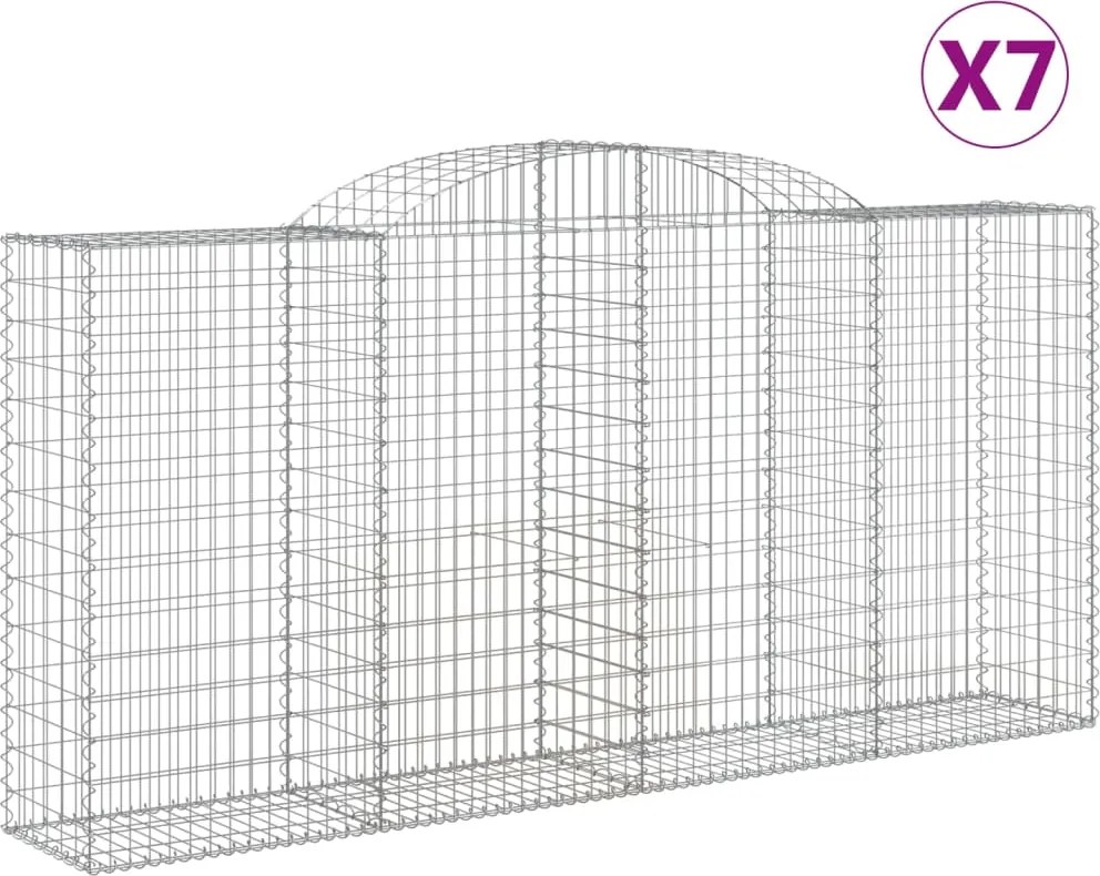 Klenuté gabionové koše 7 ks 300x50x140/160cm pozinkované železo 3146742