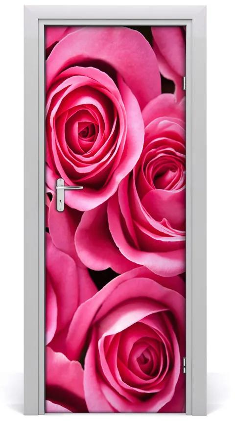 Samolepící fototapeta na dveře růžová růže 95x205 cm