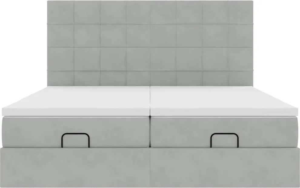 Osmanský rám postele s matracíes světle šedá 180x200cm samet 3313772