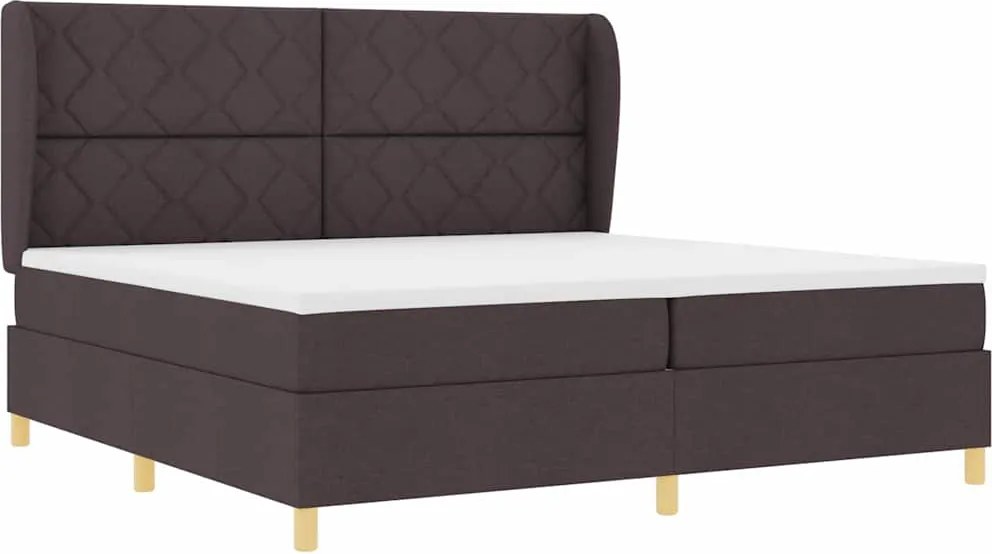 Postel s boxspringem s čelo Tmavě hnědá 200 x 200 cm textil 3340840