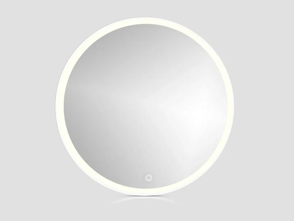 In-Design Zrcadlo RoundLine premium - bílý matný rám, s LED osvětlením Vypínač: S vypínačem, Průměr zrcadla (mm): 800