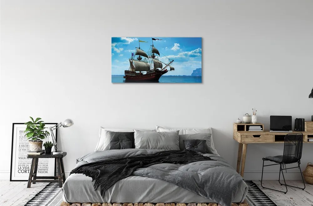 Obrazy na plátně Loď oblohy zataženo mořská 140x70 cm