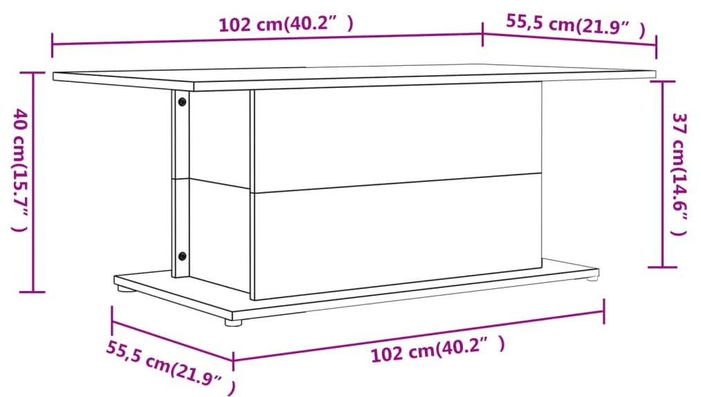 Konferenční stolek kouřový dub 102x55,5x40 cm kompozitní dřevo - Default Title