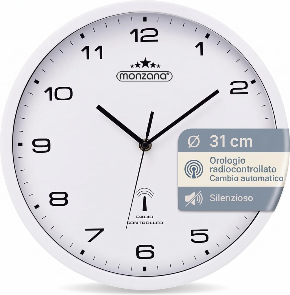 Nástěnné hodiny řízené rádiem bílý Ø31cm
