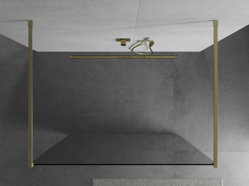 Mexen Kioto, sprchová zástěna Walk-In 155 x 200 cm, 8mm čiré sklo, zlatý matný profil, 800-155-002-55-00