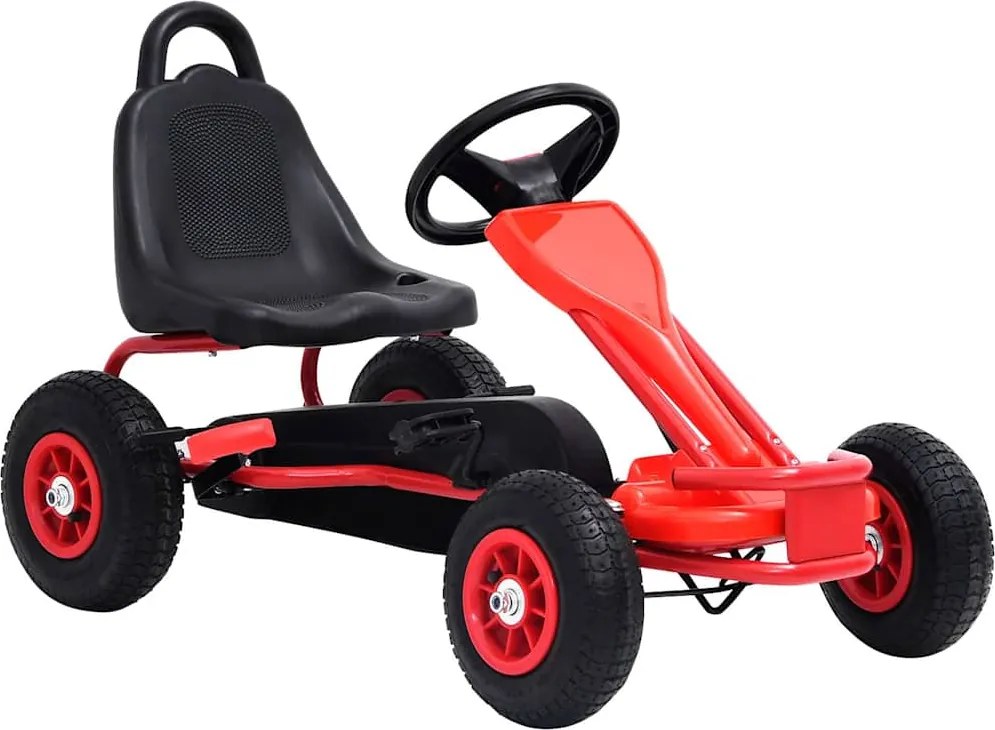 vidaXL Šlapací motokára s pneumatikami červená