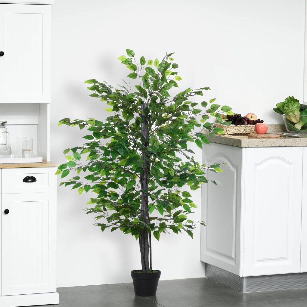 Outsunny Umělý strom Banyan Dekorace z masivního dřeva v přírodním stylu, umělý strom do obývacího pokoje, 20x145cm| Aosom