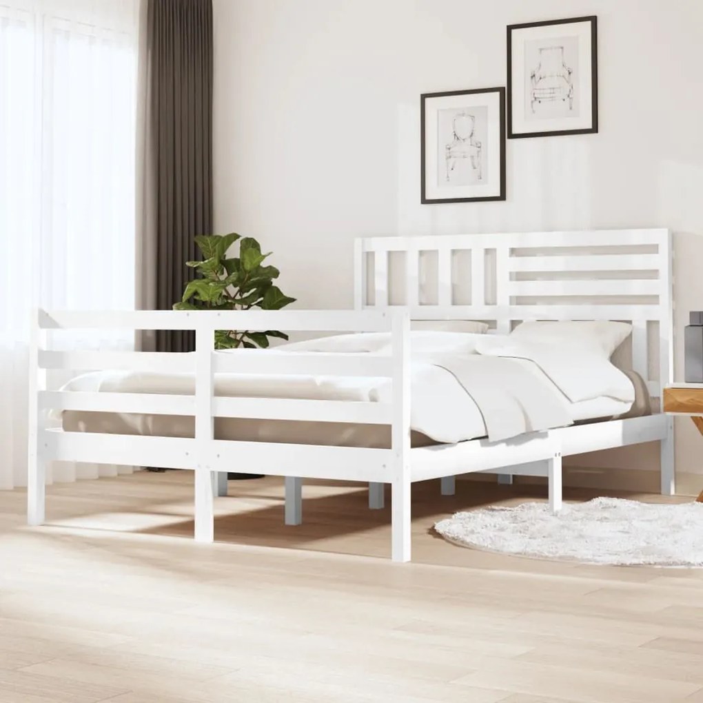 vidaXL Rám postele masivní dřevo 120 x 200 cm [3101085] Barva: Bílá