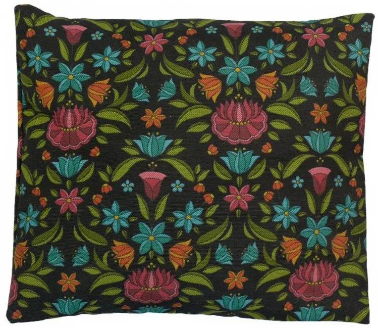 S radostí - vlastní výroba Pohankový polštář - lidové květy tmavé Velikost: 50 x 65 cm