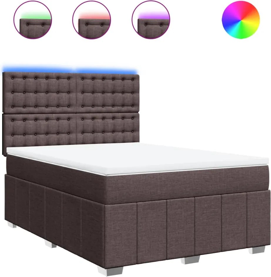 Box spring postel s matrací tmavě hnědá 140x200 cm textil 3294008