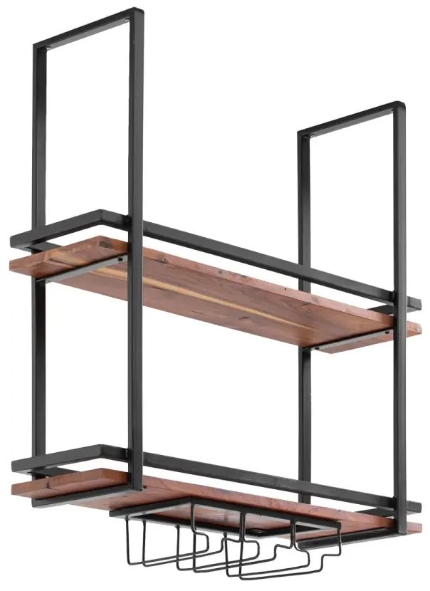 furniture-nabytek.cz - Masivní závěsná police Arvello z kovu a dřeva, lakovaná, hnědá – 80 cm