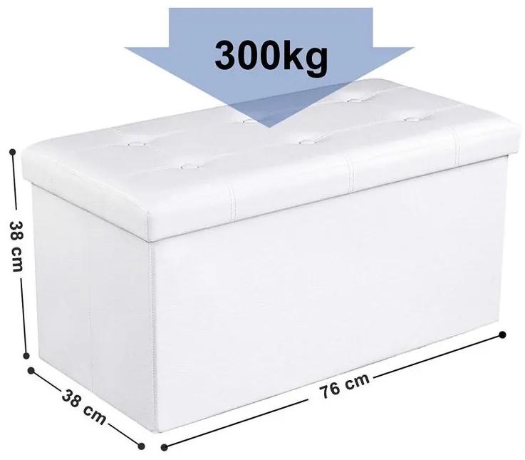 Úložný sedací box čalouněný skládací 76x38 cm bílý | BIANO