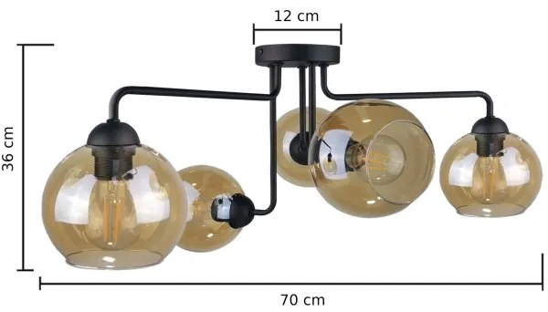 Přisazený lustr MONDE BLACK 5xE27/60W/230V