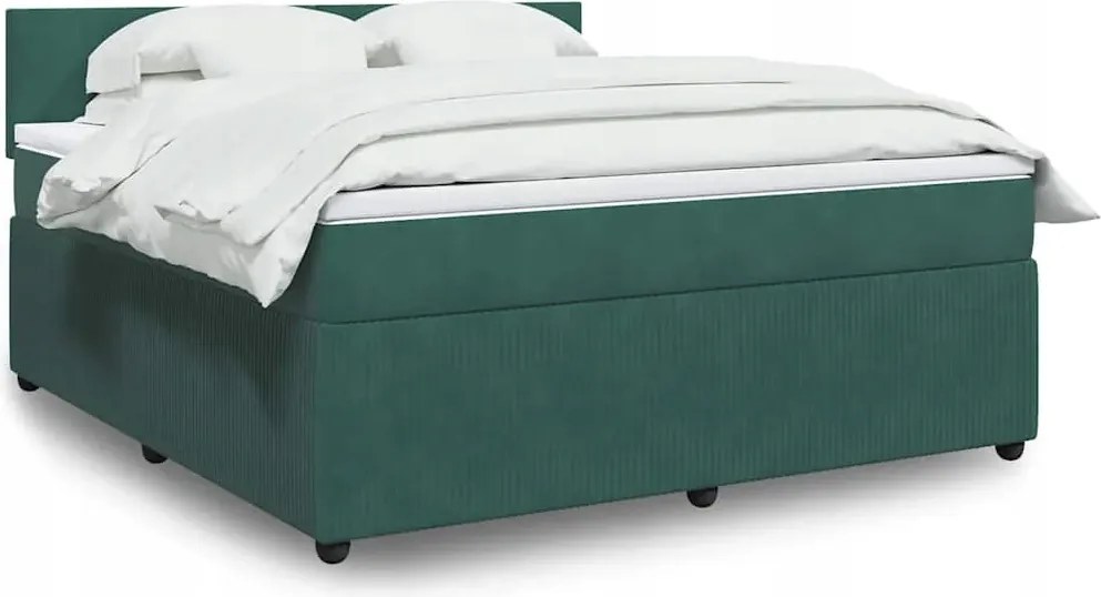Box Spring Postel S Matrací Samet Tmavě Zelená Hladký design 180 x 200 cm