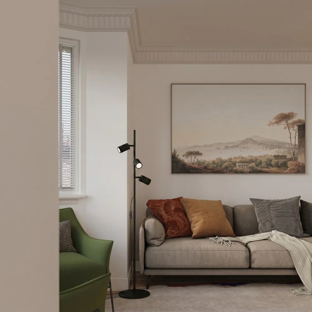 Černá hliníková stojací lampa s ohybatelnou konstrukcí (výška 155 cm) Gleam – Sollux