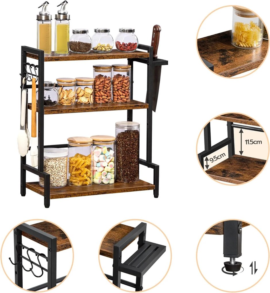 Stolní kuchyňský regál Vasagle Noby 43 cm hnědý/černý
