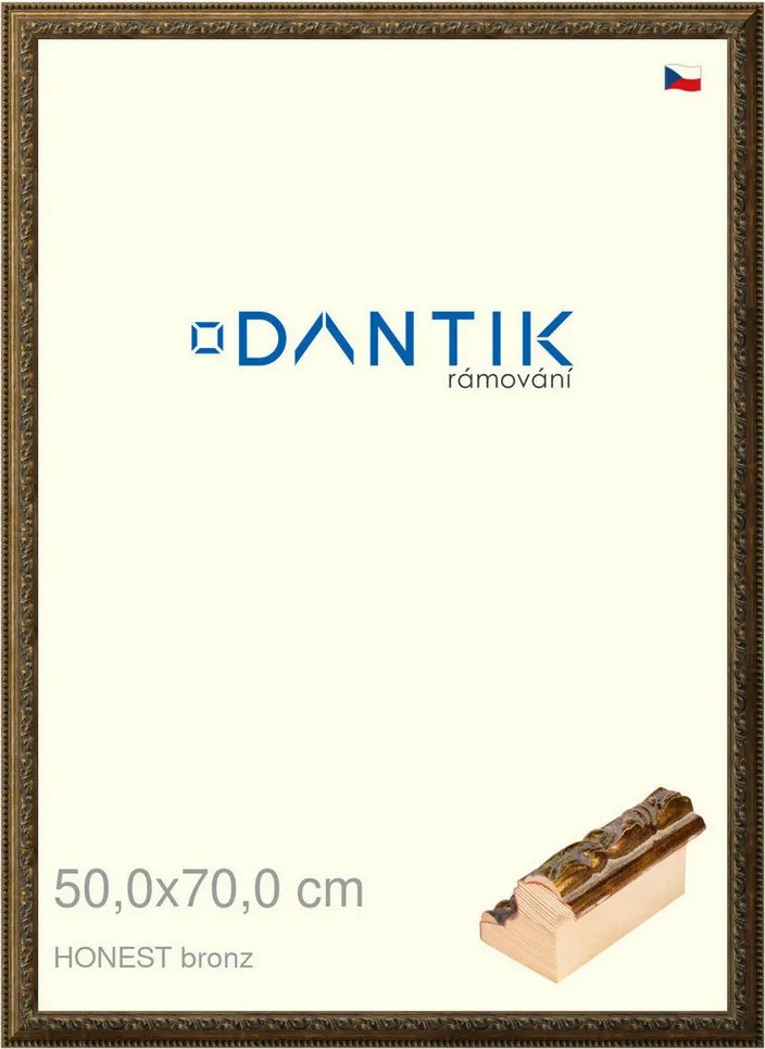 DANTIK rámeček 50x70 | HONEST malá vysoká bronz (Plexi Čiré)