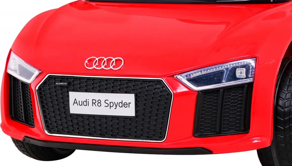 Ramiz Elektrické autíčko Audi R8 pro děti červené + dálkové ovládání + EVA + plynulý start + MP3 LED