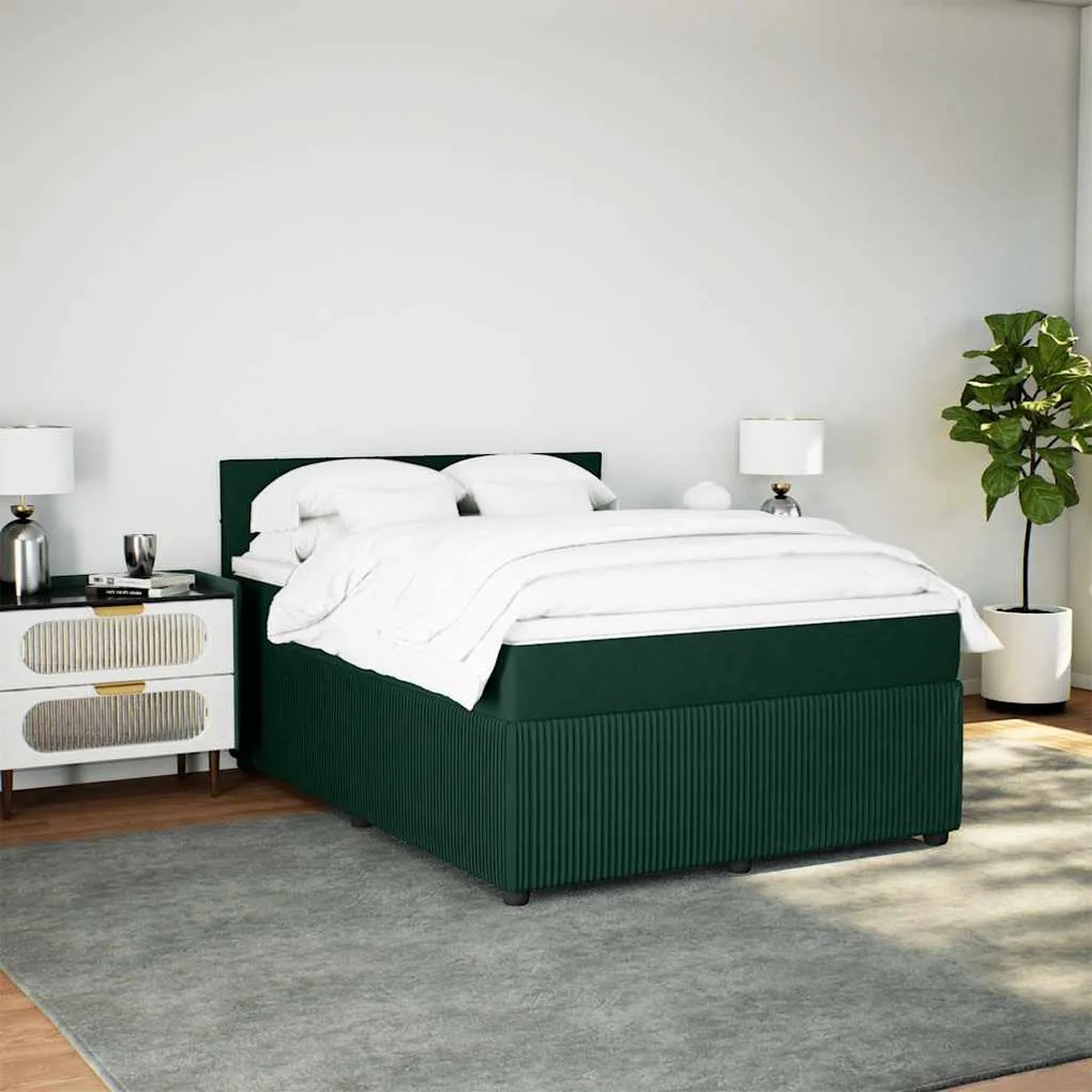 Box spring postel s matrací tmavě zelená 160x200 cm samet 3290085