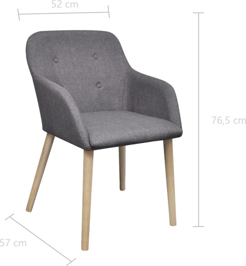 Jídelní židle 6 ks světle šedé textil a masivní dubové dřevo 270573