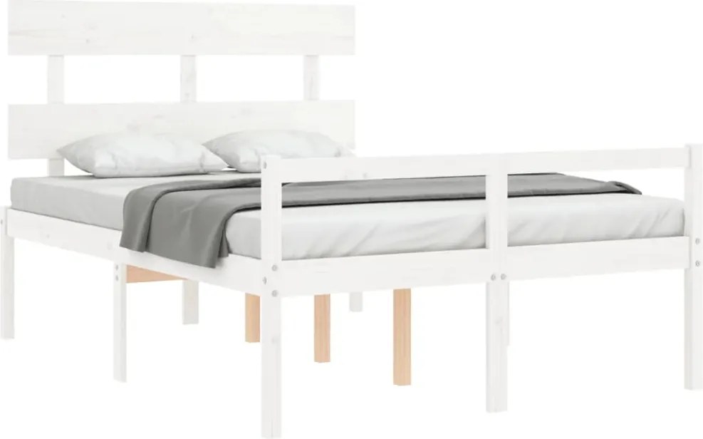 Postel s čelem pro seniory bílý 120x200 cm masivní dřevo 3195347