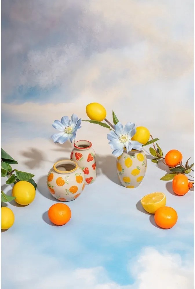 Vázy v sadě 3 ks z kameniny (výška 9,5 cm) Fruit – Sass &amp; Belle