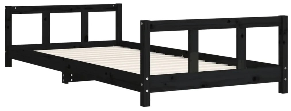 Dětská postel černá 90 x 190 cm masivní borové dřevo - Default Title