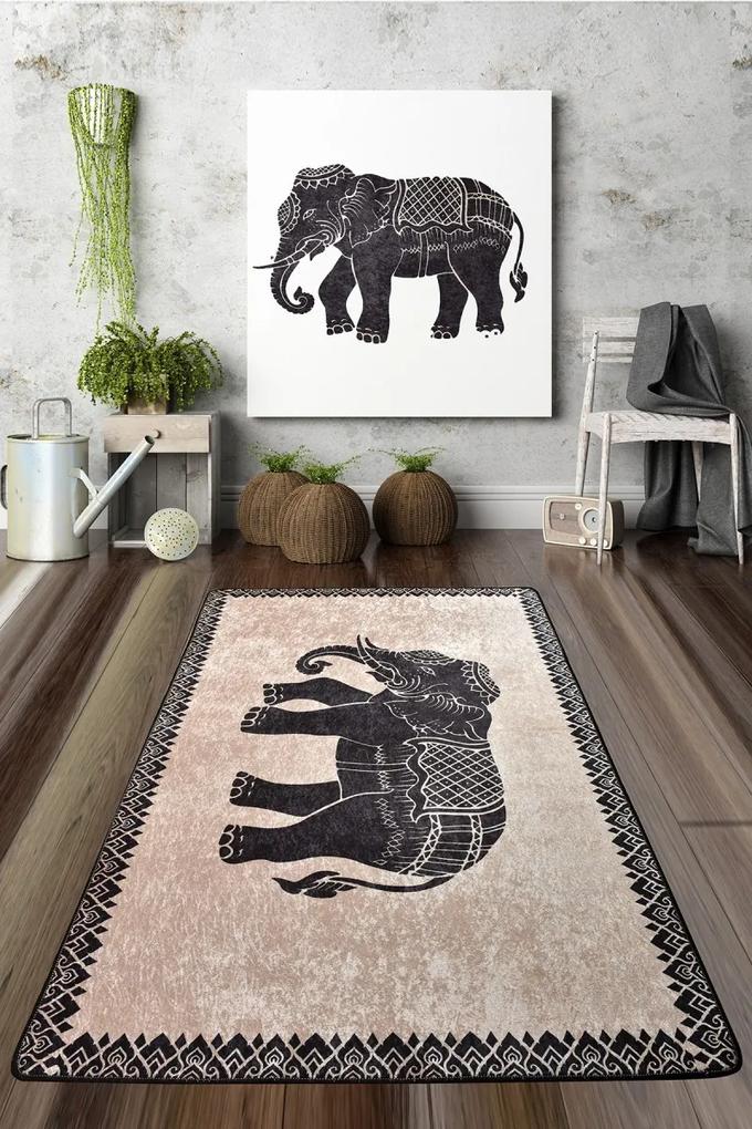 Koberec Elephant 80x200 cm béžový/černý