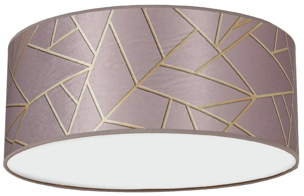 Stropní svítidlo Ziggy Round, 1x růžové/zlaté textilní stínítko, (bílé plexisklo), (fi 40 cm)