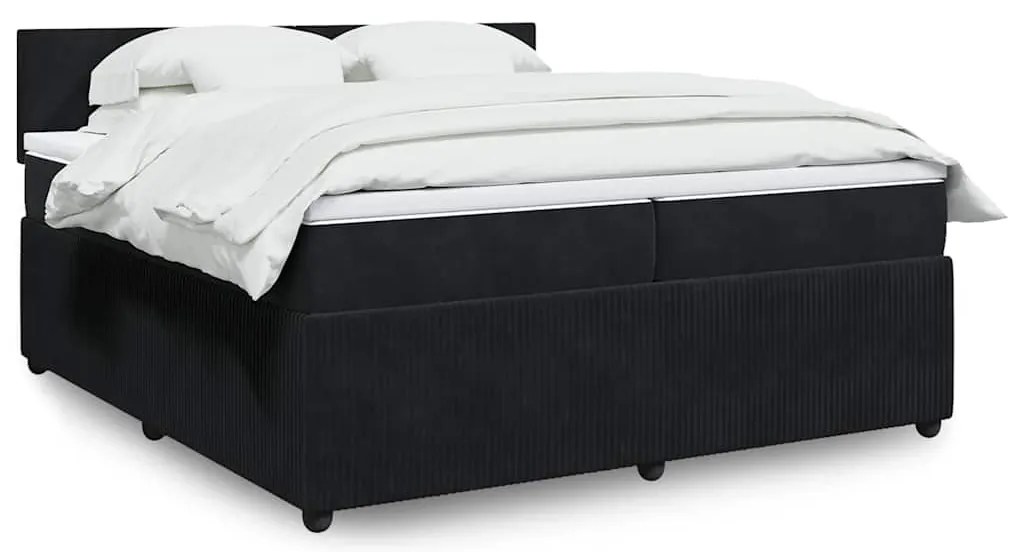 Box spring postel s matrací černá 200x200 cm samet 3287826