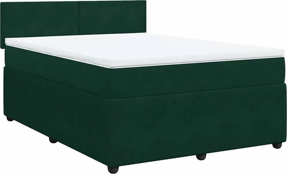 Box spring postel s matrací tmavě zelená 140x200 cm samet 3287755