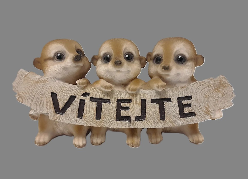 PRODEX IMPORT Zahradní figurka surikaty s nápisem Vítejte 25x13 cm