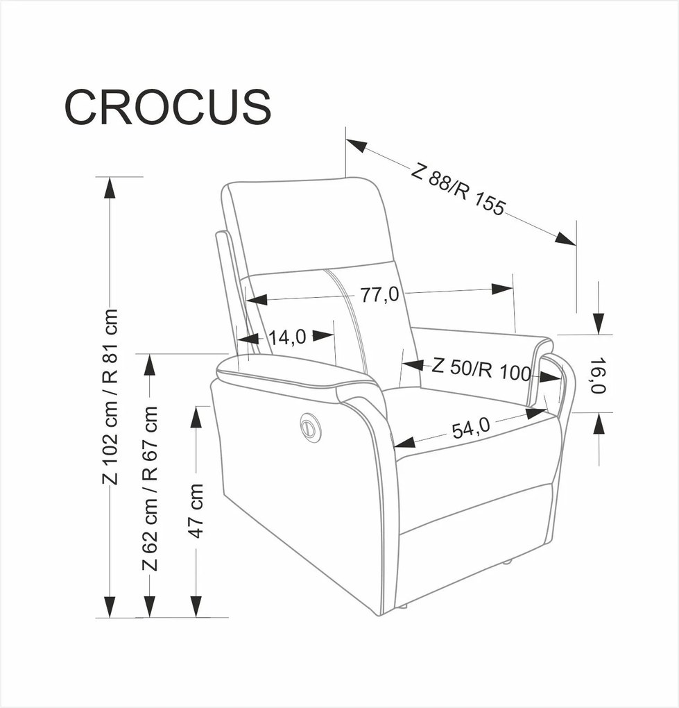 Čalouněné polohovatelné křeslo CROCUS béžové