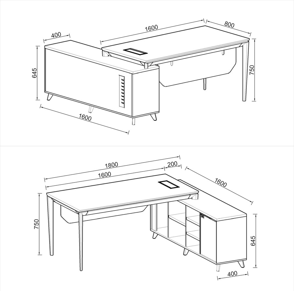 Kancelářský stůl s kontejnerem a komodou Houseland Profit Home 01 dub/bílý