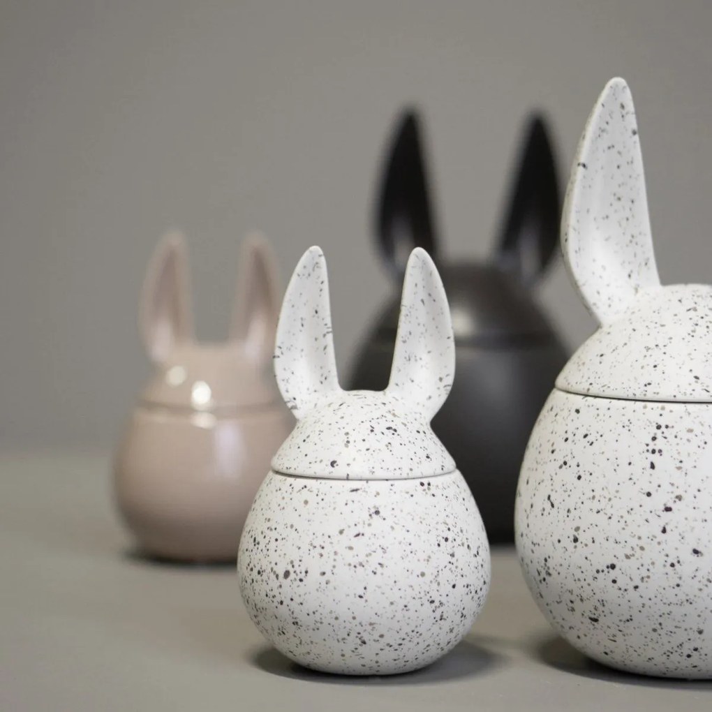 DBKD Velikonoční dóza Eating Rabbit White Dot - small, bílá barva, keramika
