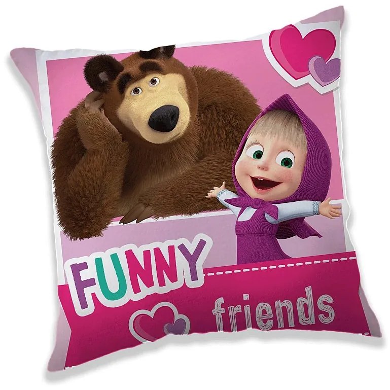 JERRY FABRICS Povlak na polštářek Máša a Medvěd Friends micro 100% Polyester 40/40 cm