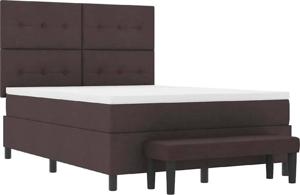 Postel s boxspringem s čelo Tmavě hnědá 140 x 190 cm textil 3344068