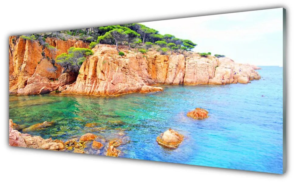 akrylový obraz Skály Moře Krajina 125x50 cm