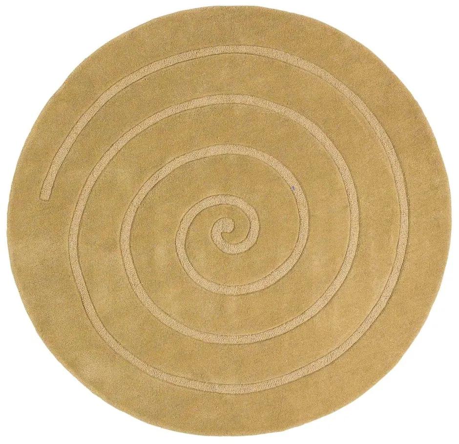 Béžový vlněný koberec Think Rugs Spiral, ⌀ 180 cm